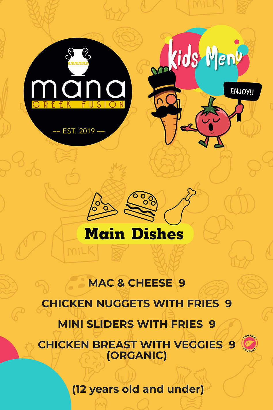 Kids Menu | Mana Greek Fusion | Jupiter Florida